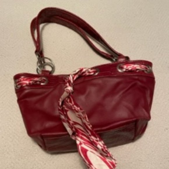 Bags | Faux Leather Red Scarf Purse With Metal Rings | Poshmark